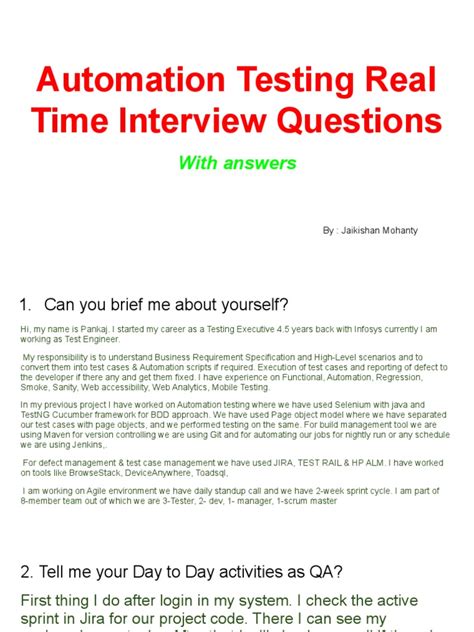 Automation Testing Interview Questions Pdf Method Computer