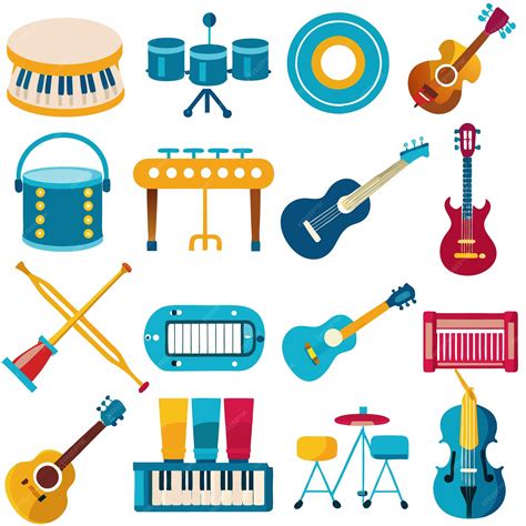 Colorful Cartoon Music Instruments Set Premium Ai Generated Vector