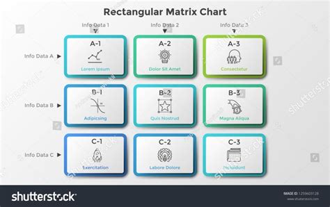matrix chart with 9 rectangular paper white cells arranged in rows and