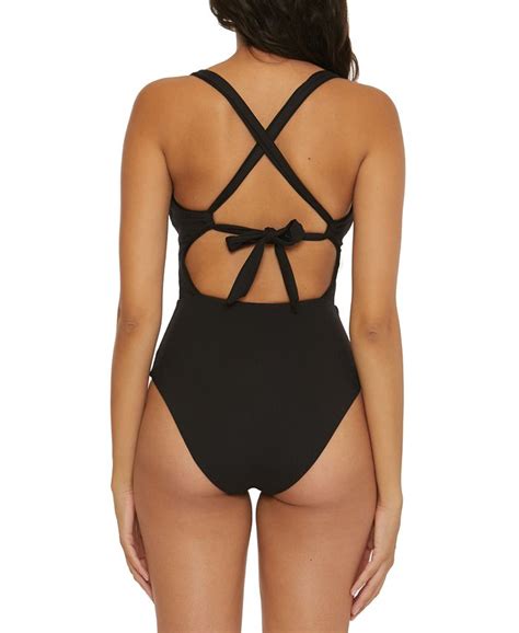 Becca Womens Modern Edge Cutout Ribbed One Piece Swimsuit Macys