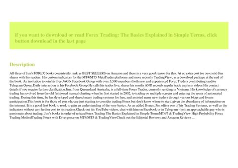 PPT PDF READ Forex Trading The Basics Explained In Simple Terms By Jim Brown PowerPoint