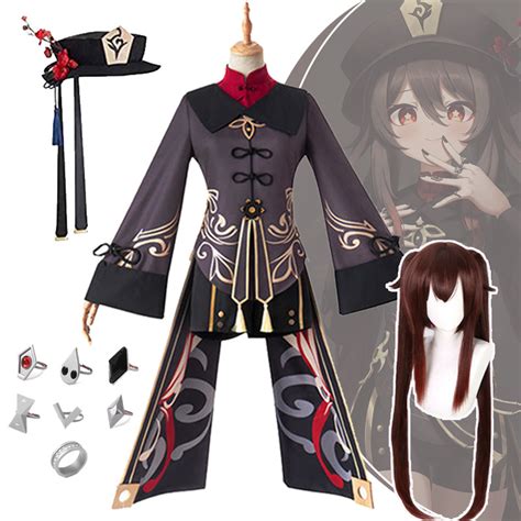 Genshin Impact Hutao Cosplay Costume Shoes Uniform Wig Chinese Style