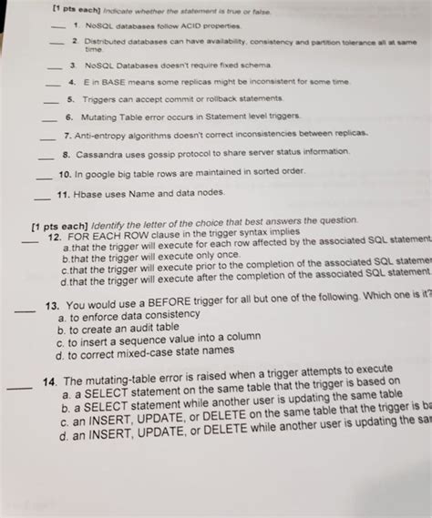 Solved 1 Pts Each Indicate Whether The Statement Is True