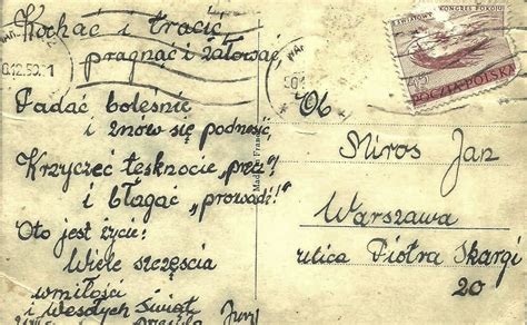 Przedwojenna pocztówka wysłana po wojnie Stare pocztówki