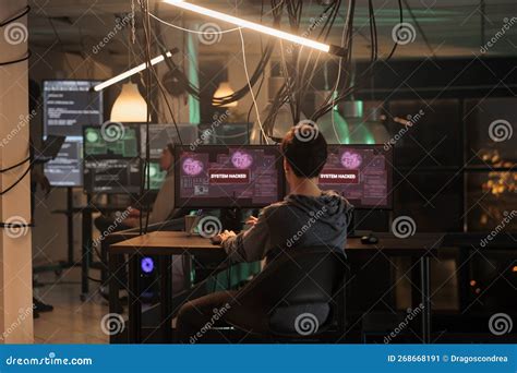 Professional Spy Breaking Into Computer System And Hacking Bank Account