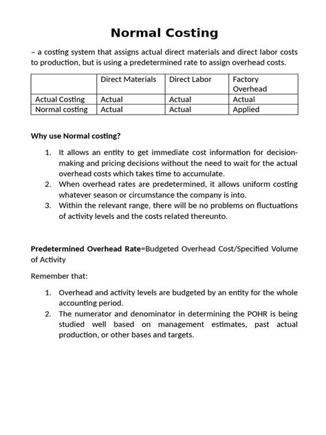 Normal Costing Pdf