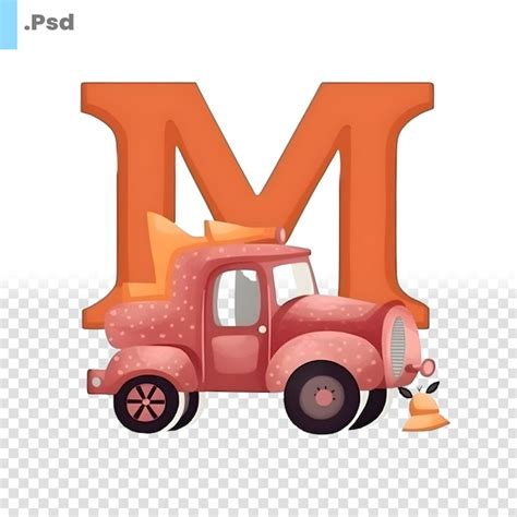 Letra Del Alfabeto M Con Un Lindo Cami N Monstruo De Dibujos Animados Ilustraci N Vectorial