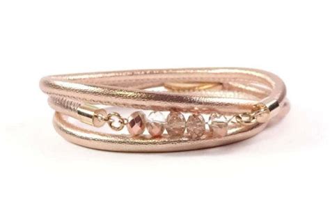 Rose Gold Leather Wrap Bracelet Womens Leather Bracelet Etsy