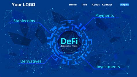 Defi Decentralized Finance Website Template On Blue Abstract