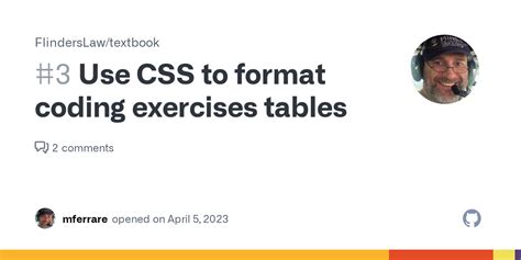 Use CSS To Format Coding Exercises Tables Issue 3 FlindersLaw