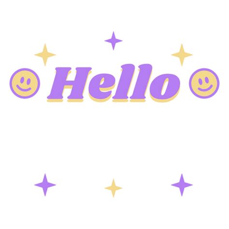 Design Png E Svg De A Palavra Olá Em Roxo Com Estrelas Ao Redor Para