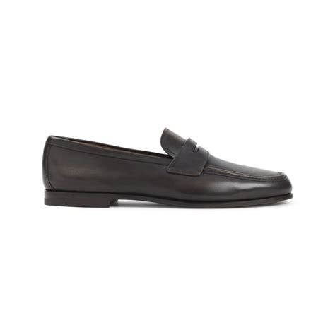 Churchs Penny Strap Loafers In Polished Calf Leather Black Mens
