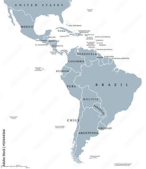 Plakat Latin America Countries Political Map With National Borders