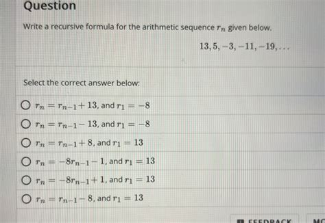 Solved QuestionWrite A Recursive Formula For The Arithmetic Chegg