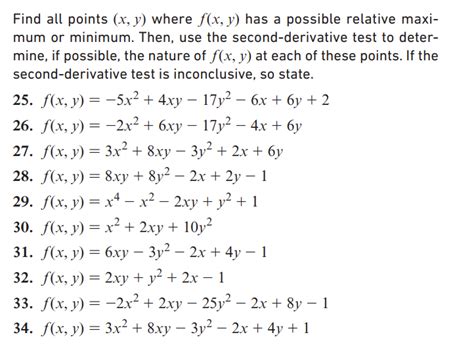 Solved Find All Points X Y Where F X Y Has A Possible Chegg