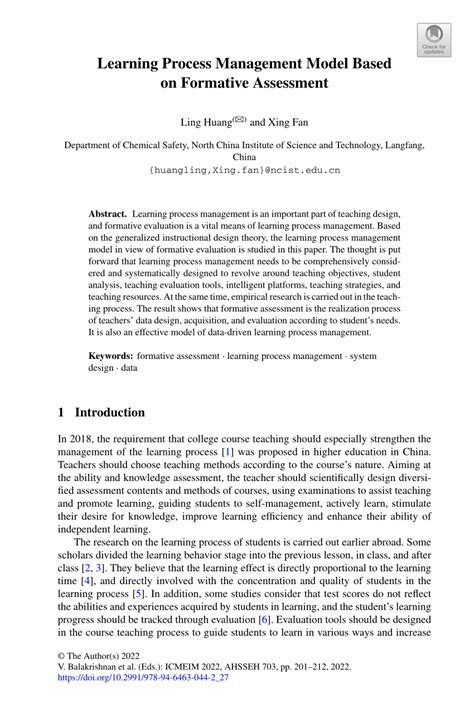 Pdf Learning Process Management Model Based On Formative Assessment