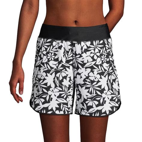 Womens Lands End 5 Quick Dry Elastic Waist Board Shorts Swim Shorts