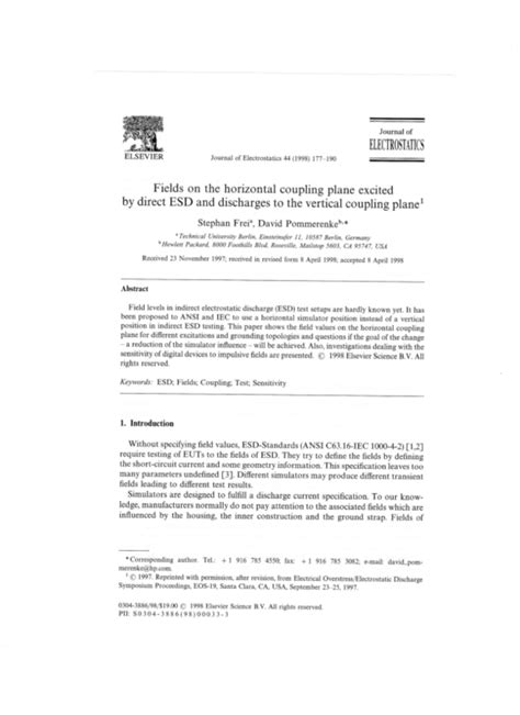 Pdf Fields On The Horizontal Coupling Plane Excited By Direct Esd And