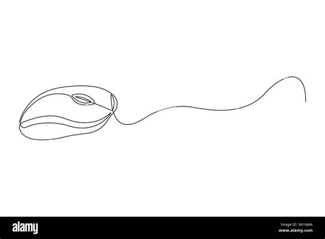 Drawn Continuous One Line Art Of Computer Mouse Design Vector Illustration Stock Vector Image
