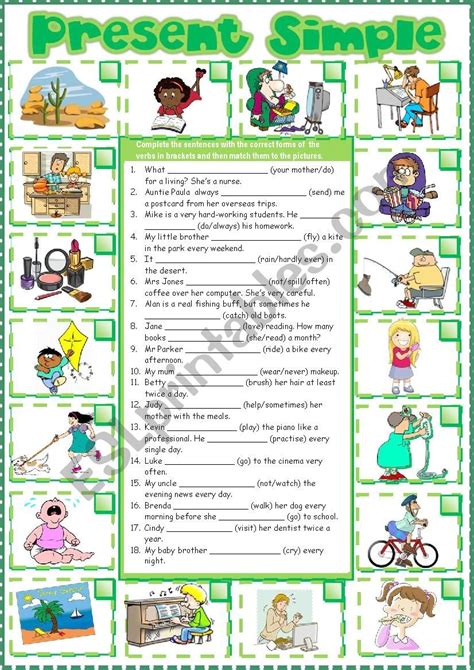 Present Simple And Continuous English Esl Worksheets CC7