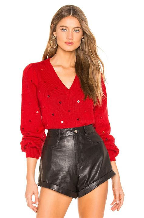 Majorelle Sequin Sweater In Red Lyst
