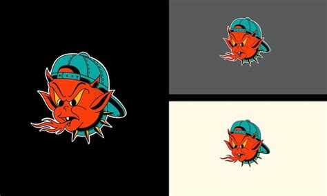 Premium Vector Head Devil Wearing Hat Vector Mascot Design