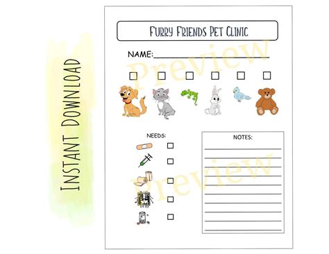 Pretend Printable Vet Forms Printable Word Searches