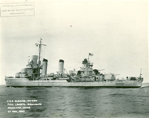 Destroyer Photo Index Dd 423 Uss Gleaves