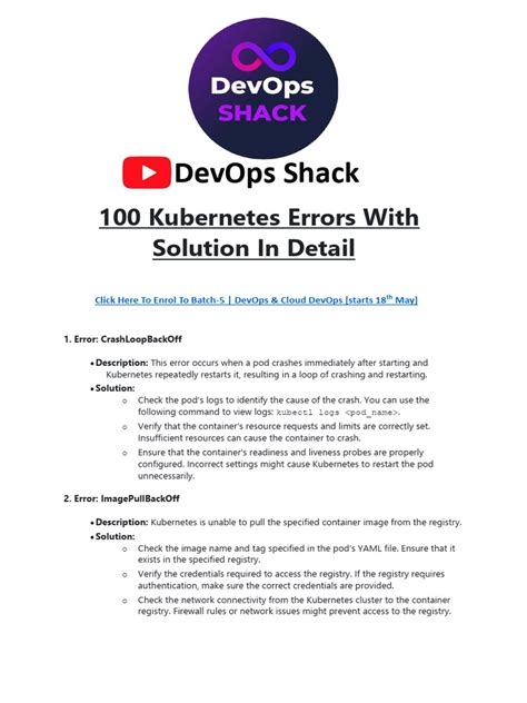 100 Kubernetes Errors With Solution In Detail Pdf Computer Science Computer Architecture