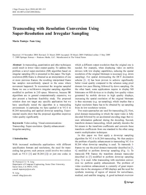 Pdf Transcoding With Resolution Conversion Using Super Resolution And Irregular Sampling
