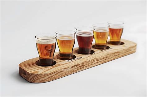 Premium Photo Wooden Beer Flight With Five Different Beers