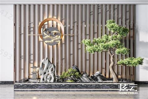 3d模型 新中式禅意庭院园艺景观造景模型 M0004128593 炫云云模型网