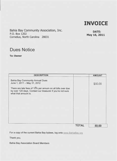 Hoa Invoice Template