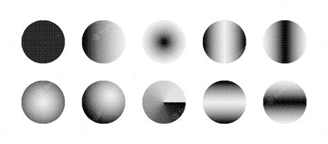 premium vector circles with various bitmap dither gradient vector set