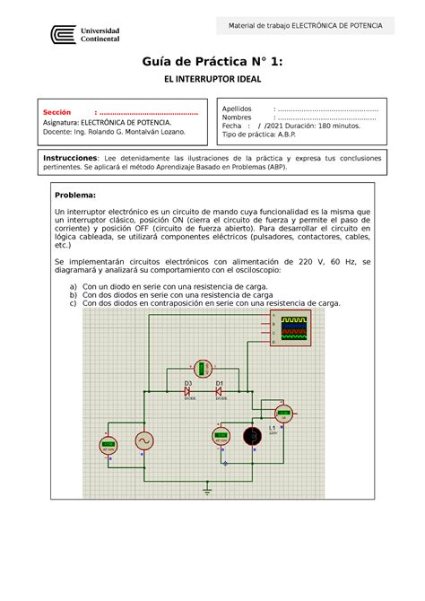 Práctica 01 El Interruptor Ideal Simulado En Proteus Guía De Práctica