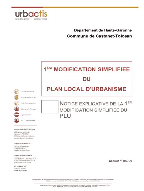 Remplissable En Ligne La Modification Simplifie Du Plan Local D Urbanisme PLU PLUi Fax Email