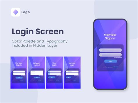 Login Screen App Ui Kit Including As Sign In Log In Get Started For