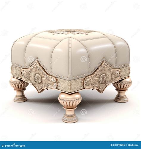 Orientalist Ivory Footstool Detailed 3d Render With Religious