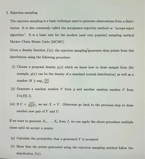 Rejection Sampling The Rejection Sampling Is A Basic Course Hero