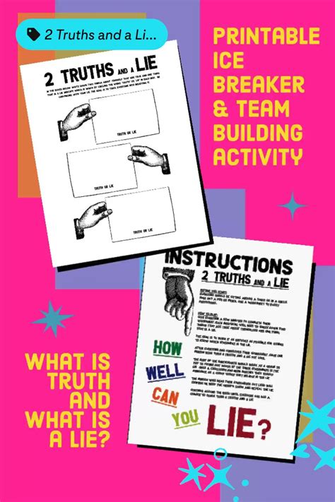 2 Truths And A Lie Printable Ice Breaker And Team Building Activity