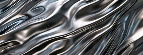 Abstract Metallic Waves With Reflective Silver Surfaces Create A Fluid