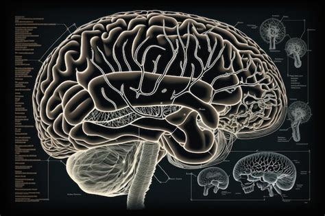 Vue Latérale Schéma Du Cerveau Humain Dans Un Style De Croquis Rétro