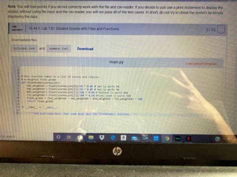 Solved Lab D Student Scores With Files And Chegg