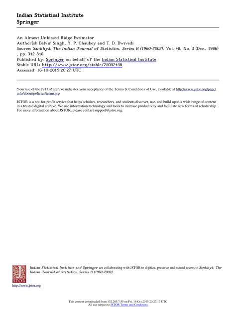 pdf an almost unbiased ridge estimator