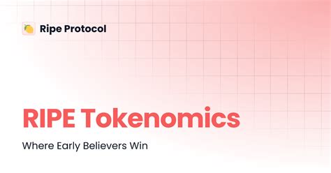 Ripe Tokenomics Ripe Protocol