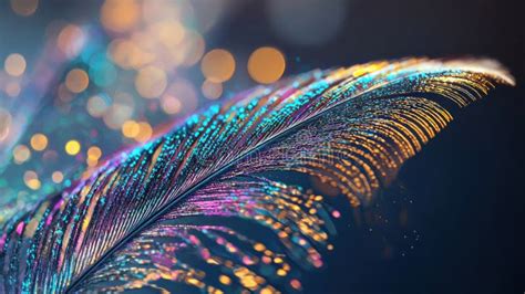 Exploring Intricate Patterns In Nature A Close Up Of A Feather On Dark Background Stock