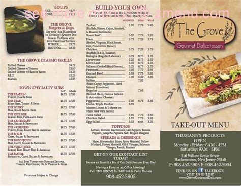 Online Menu Of The Grove Gourmet Deli Restaurant Hackettstown New