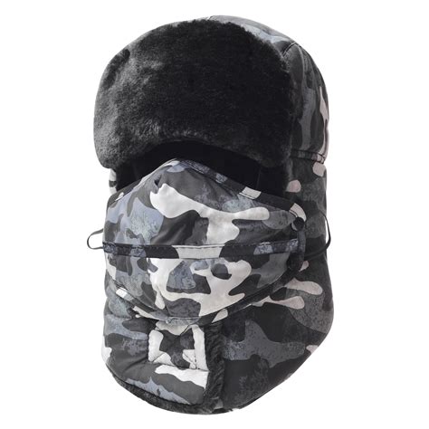 Redess Unisex Trooper Trapper Winter Hat Ski Hat With Removable Mask