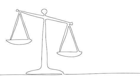 Premium Vector One Line Continuous Scales Justice Concept Banner In