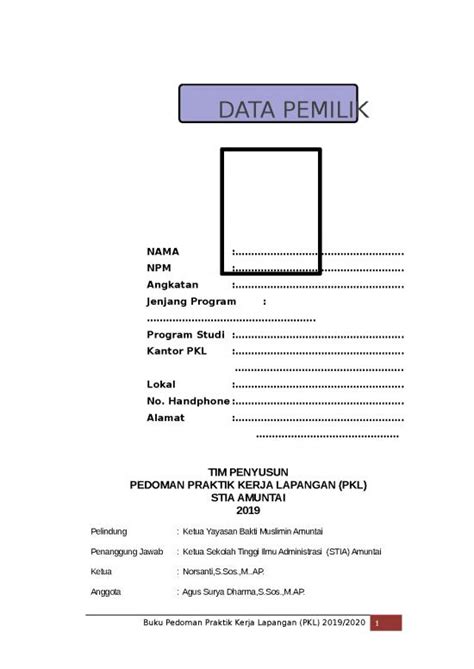 Buku Pedoman Pkl 2019